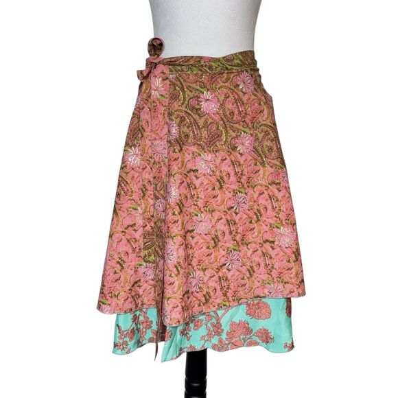 Earthbound Trading Co | Skirts | Earthbound Satin Sari Wrap Skirt Os ...